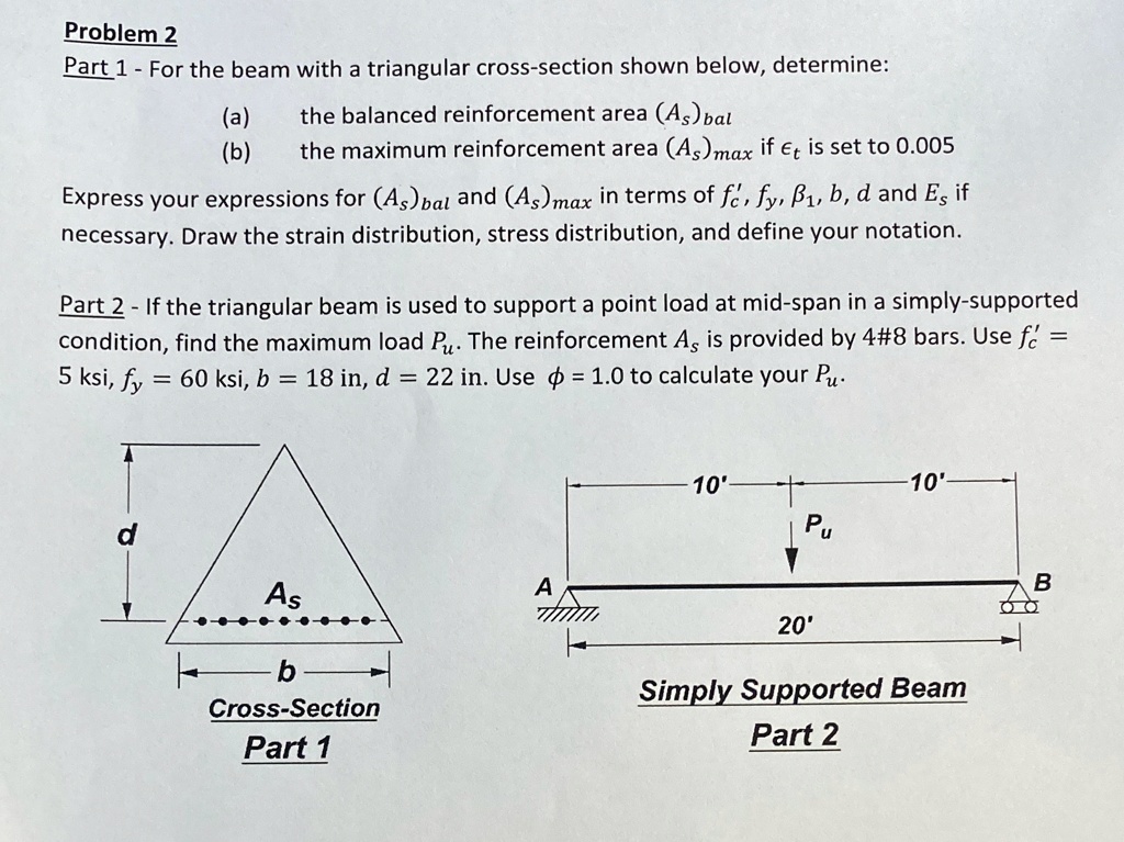 problem 2 part 1 for the beam with a triangular cross section shown below determine a the ...