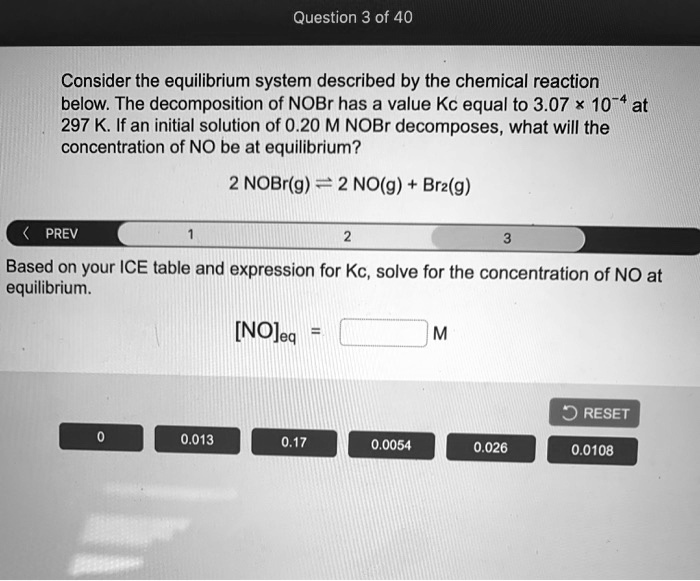 SOLVED: Consider the equilibrium system described by the chemical ...