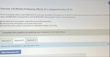 SOLVED: Exercise 2-6 (Static) Analyzing effects of a compound entry to A1 (a) Analyre the ...