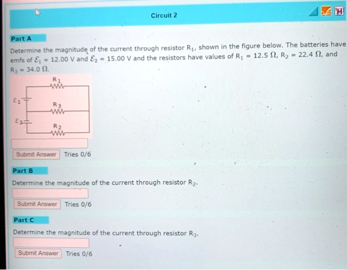 Solved Circuit 2 Part A Determine The Magnitude Of The Current
