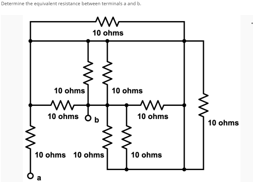 SOLVED: Determine the equivalent resistance between terminals a and b ...