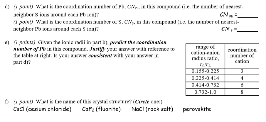 Solved What Is The Coordination Number Of Pb Cnpb In This Compound I E The Number Of