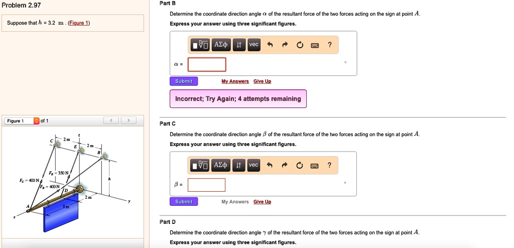 need bcd problem 297 part b determine the coordinate direction angle of the resultant force of ...