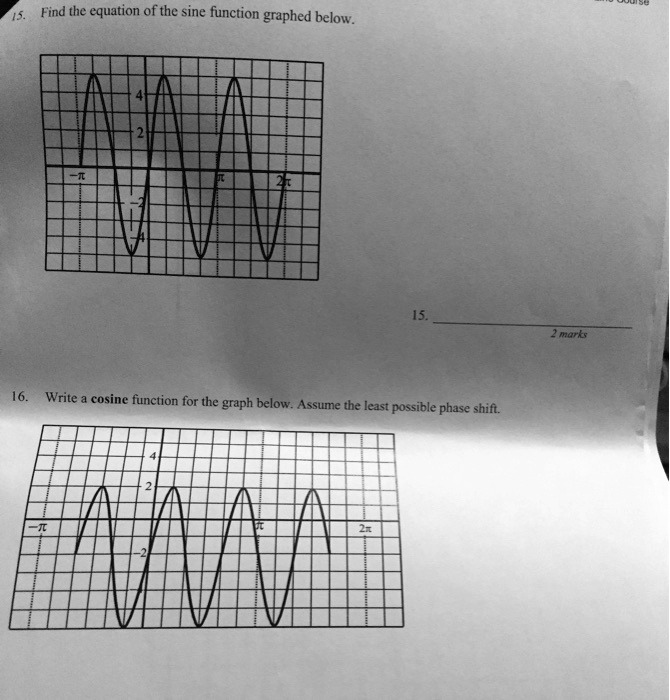 SOLVED: Find the equation of the sine function graphed - below . mur Write cosine function for ...