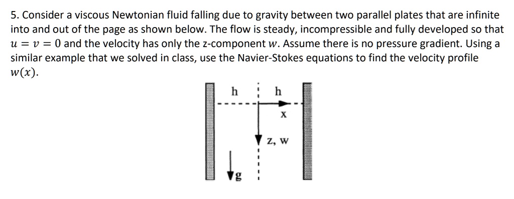 For Fluid Mechanics 5. Consider a viscous Newtonian fluid falling due to gravity between two ...