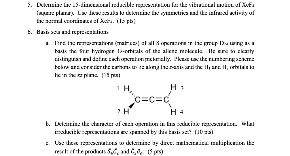 determine the 15 dimensional reducible representation for the ...