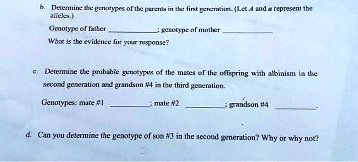 determine the genotypes of the parents in the first generation let a ...