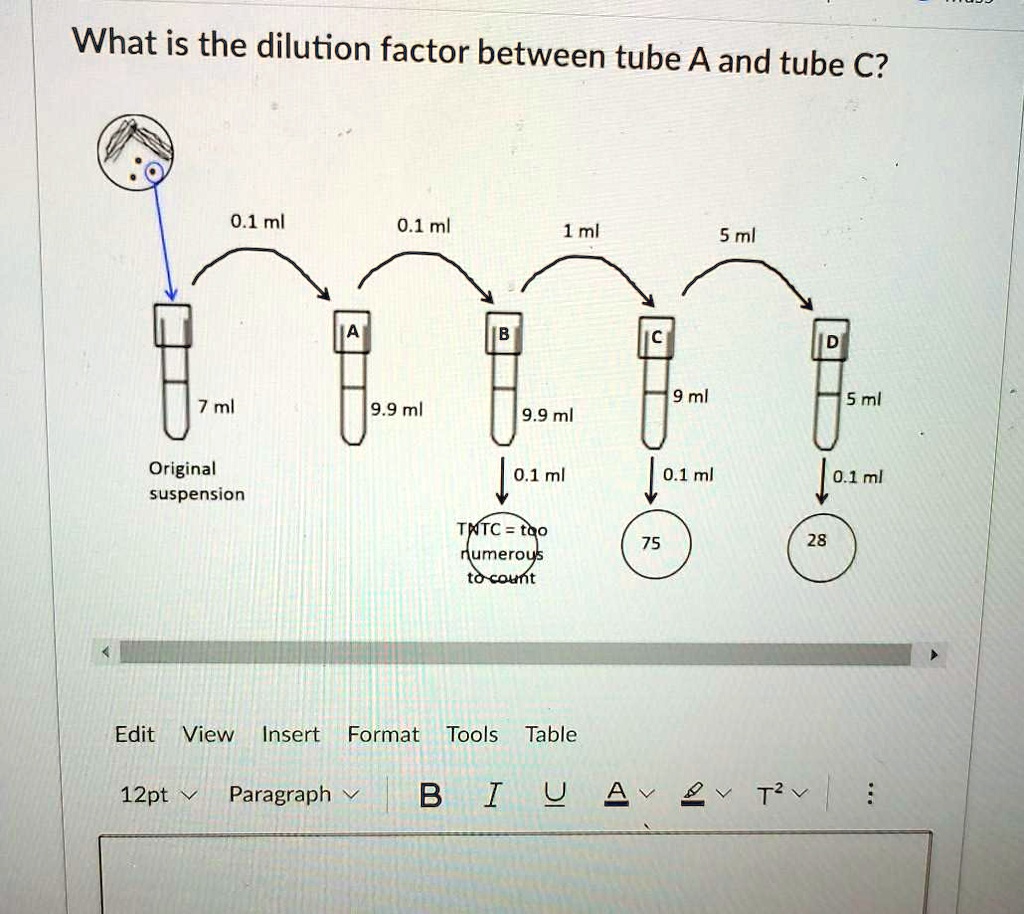What is the dilution factor between tube A and tube C?
