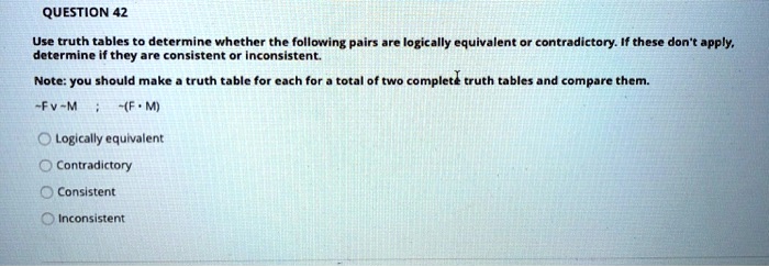 question 42 truth tables to dcterminc whcthcr the following palrs ...