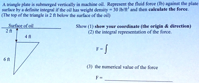 SOLVED: A triangle plate is submerged vertically in machine oil ...