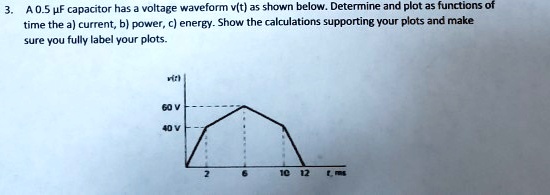 SOLVED: A 0.5 ÂµF capacitor has a voltage waveform v(t) as shown below ...