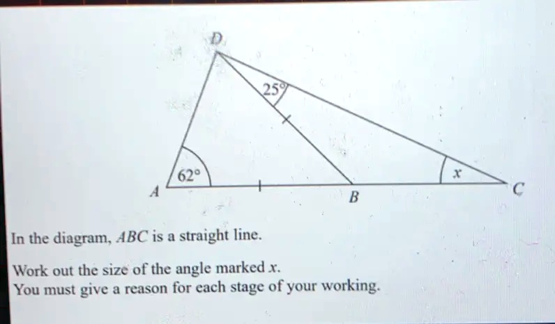 620 in the diagram abc is a straight line work out the size of the ...