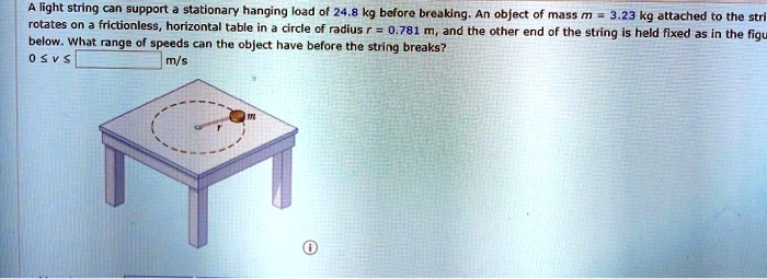 SOLVED: A light string can support a stationary hanging load of 24.8 kg ... SOLVED: A light string can support a stationary hanging load of 24.8 kg ...
