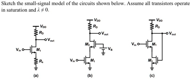 Sketch the small-signal model of the circuits shown below. Assume all ...
