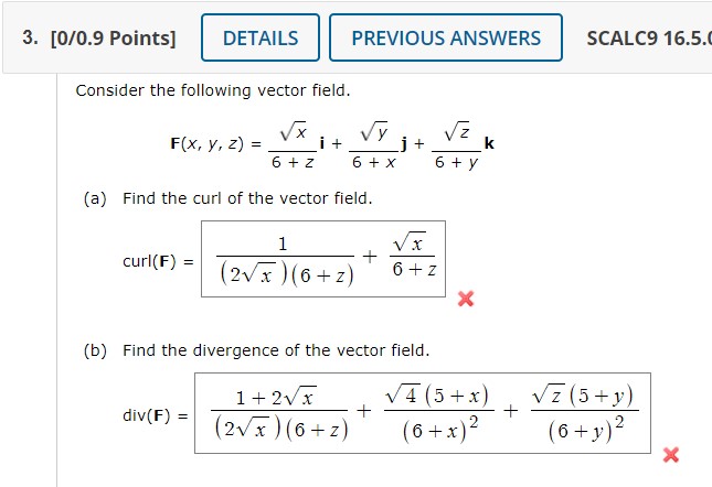 Solved 3 009 Points Details Previous Answers Scalc9 165 Consider The Following Vector