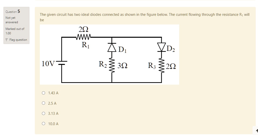 SOLVED: Question 5 Not yet answered The given circuit has two ideal diodes connected as shown in ...