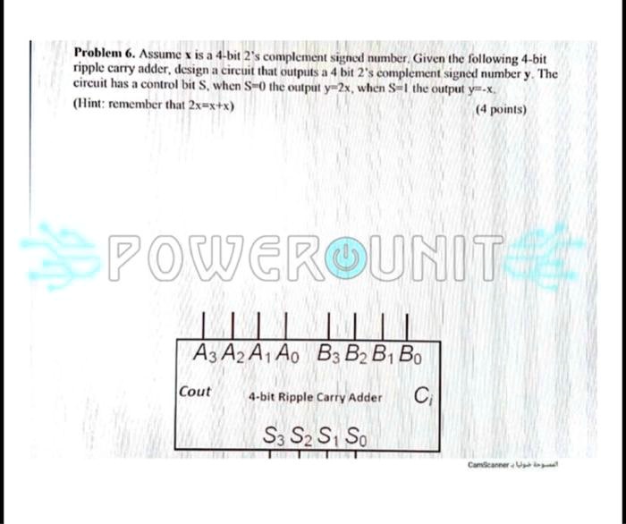 SOLVED: Problem 6. Assume x is a 4-bit 2's complement signed number. Given the following 4-bit ...
