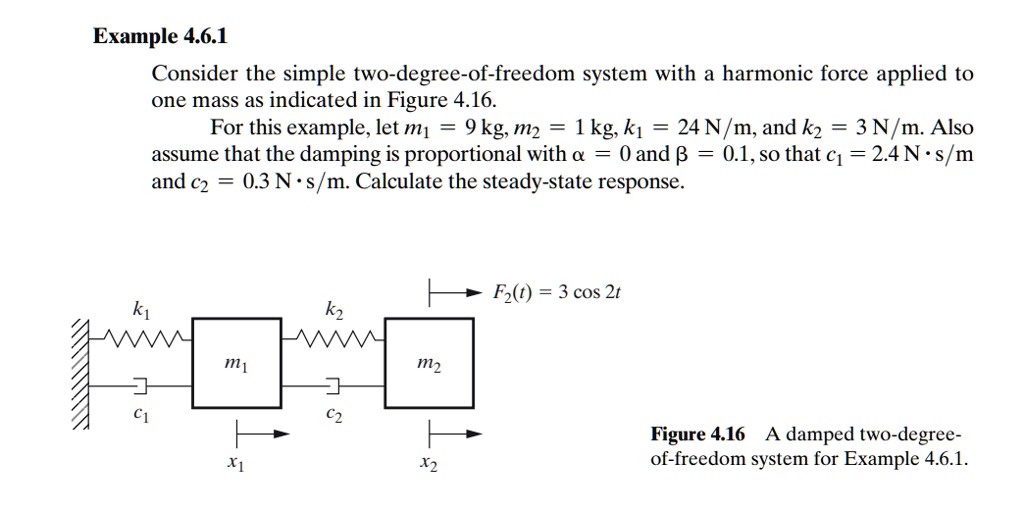 SOLVED: Example 4.6.1: Consider the simple two-degree-of-freedom system with a harmonic force ...