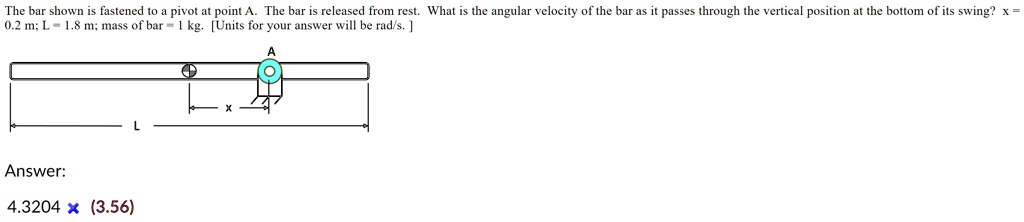 SOLVED: The bar shown is fastened pivot at point A. The bar is released ...