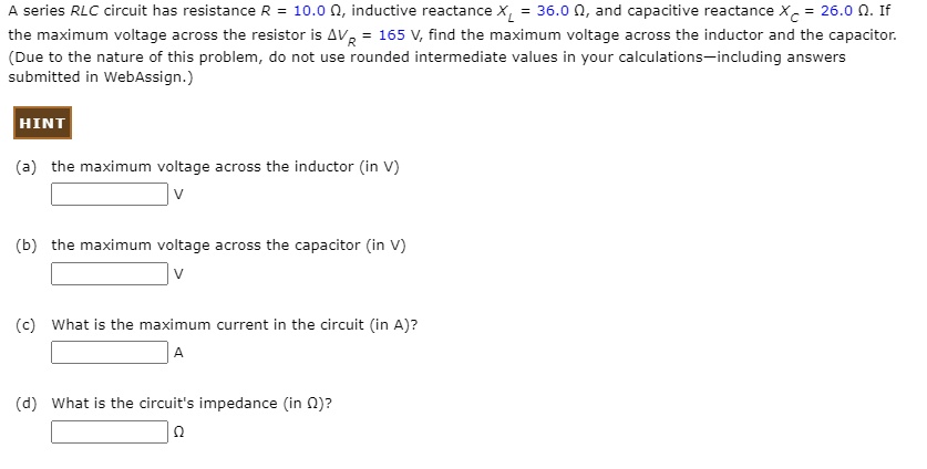 SOLVED:series RLC circuit has resistance R 10.0 0_ inductive reactance X 36.0 02, and capacitive ...