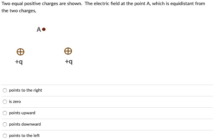 SOLVED: Two equal positive charges are shown: The electric field at the ...