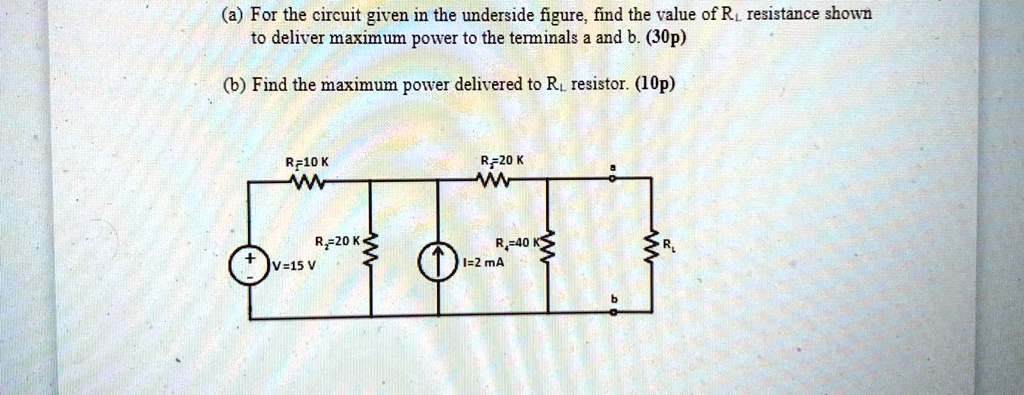 SOLVED: For the circuit given in the figure below, find the value of resistance R shown to ...