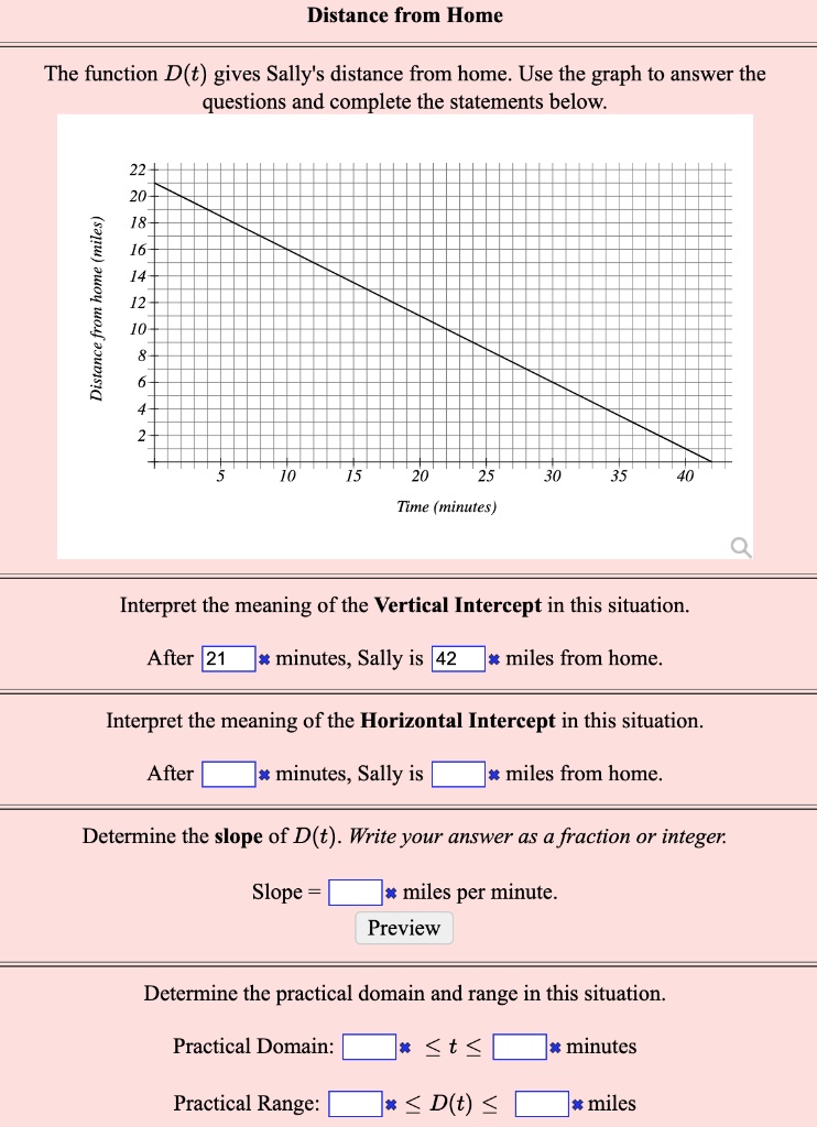 distance from home the function dt gives sallys distance from home use ...
