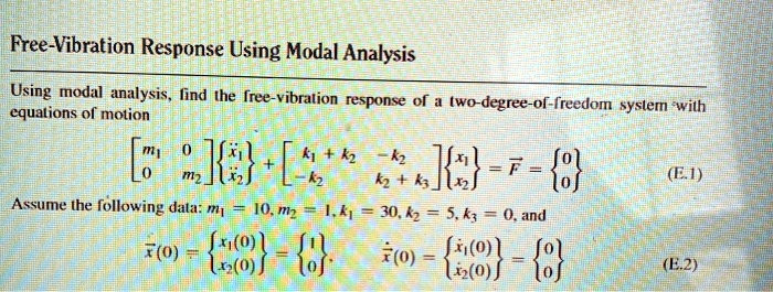 Free-Vibration Response Using Modal Analysis Using modal analysis, find the free-vibration ...