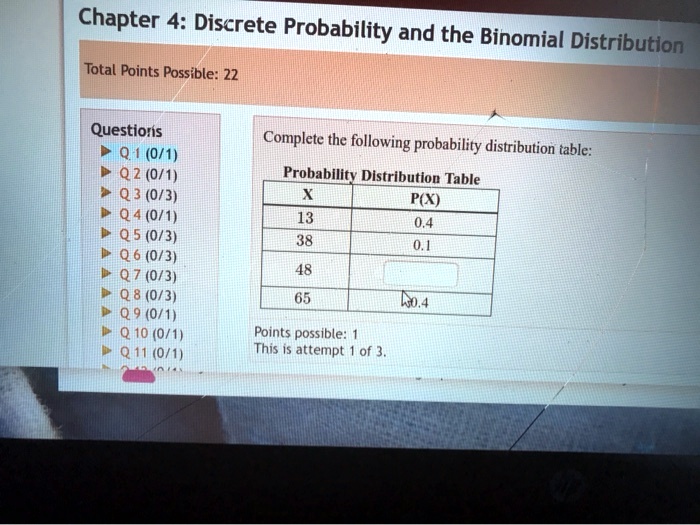 chapter 4 discrete probability and the binomial distribution total ...