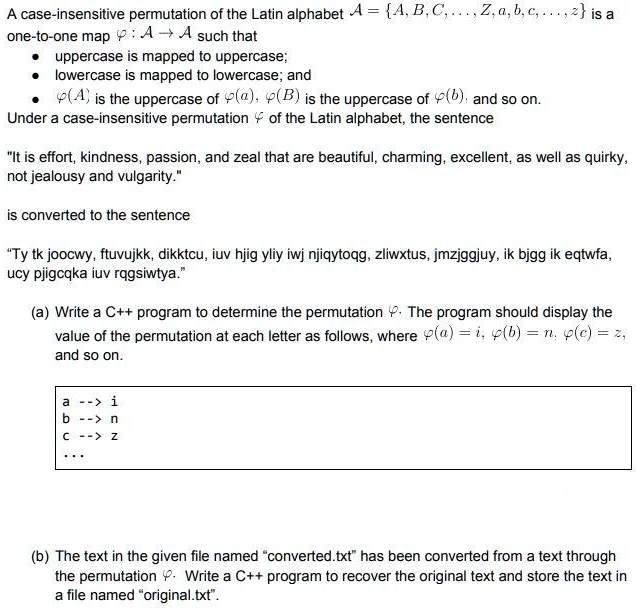 SOLVED: One-to-one map A-A such that uppercase is mapped to uppercase ...