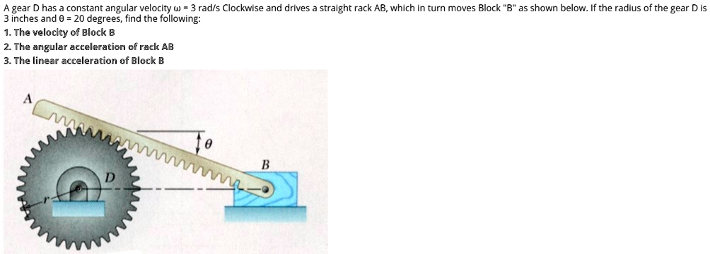 A gear D has a constant angular velocity ω = 3 rad/s Clockwise and ...