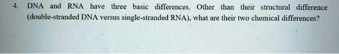 dna and rna have three basic differences other than their structural ...