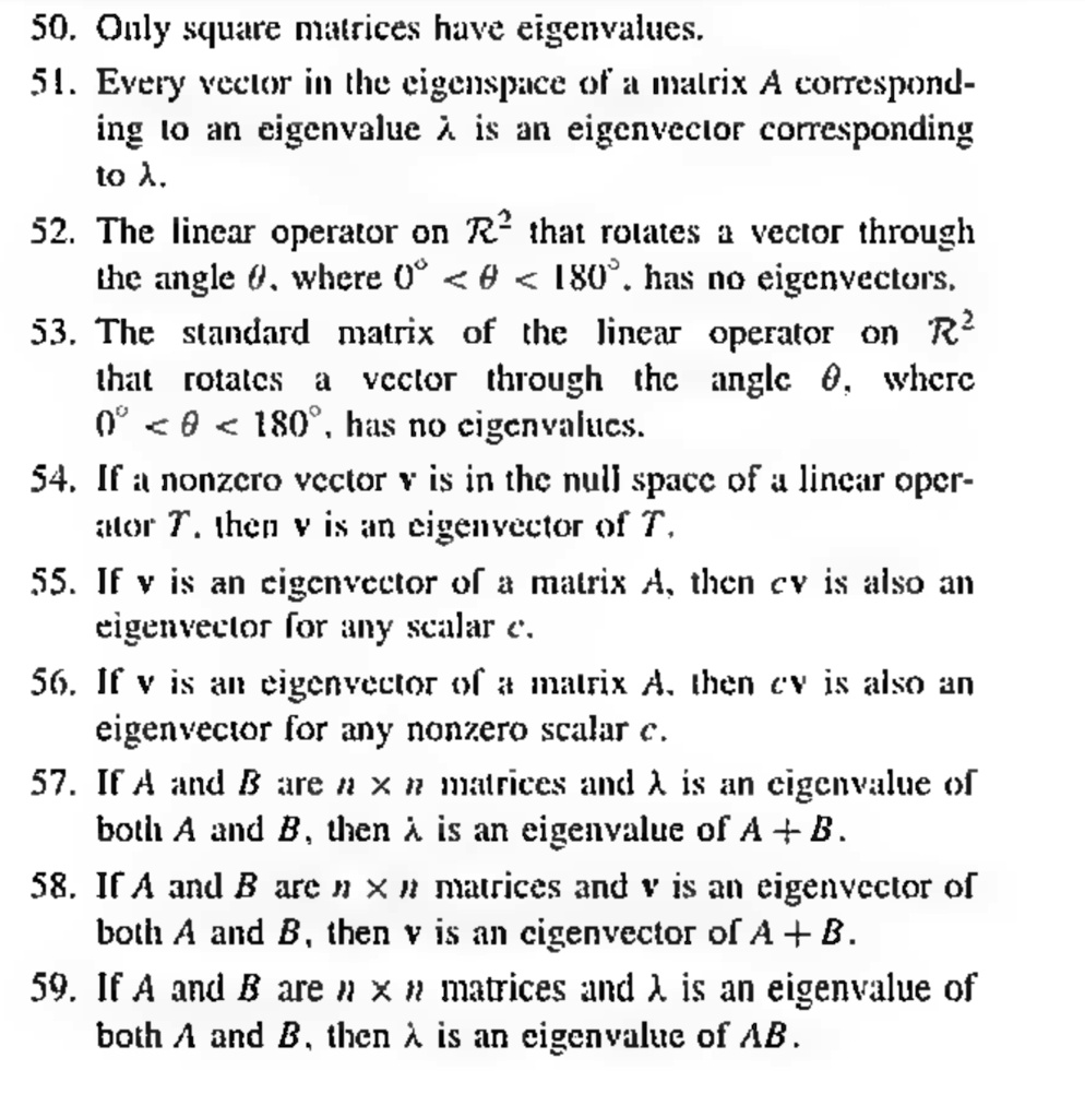 elementary linear algebra 51 truefalse with explanation 50 ouly square matrices have eigenvalues ...