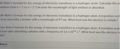 Aer Bohr's formula for the energy of electronic transitions in a ...