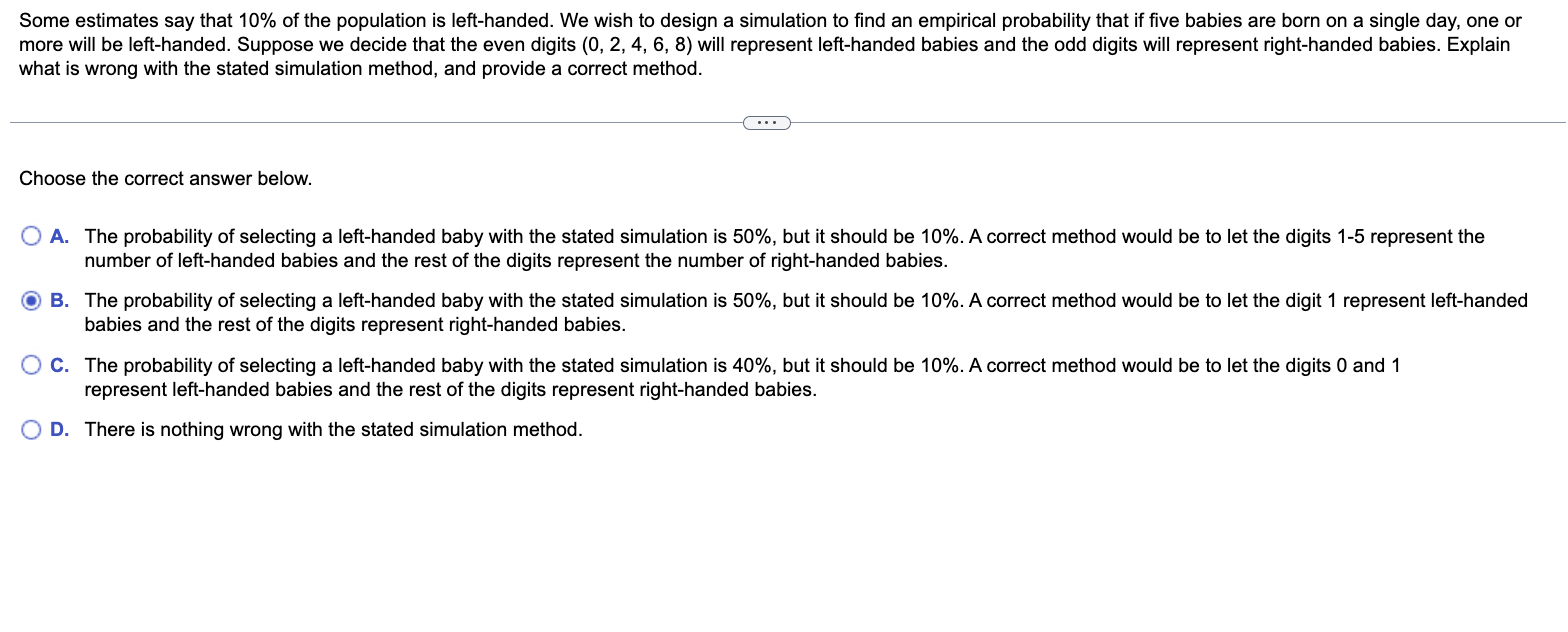SOLVED: Some estimates say that 10 % of the population is left-handed ...