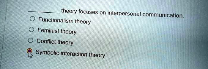 SOLVED: theory focuses on interpersonal communication Functionalism ...