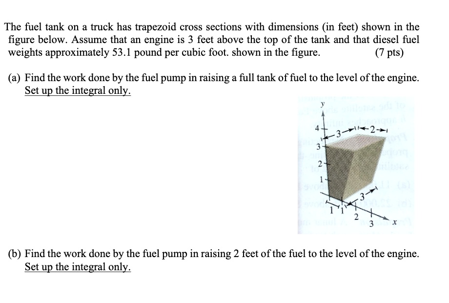 the fuel tank on a truck has trapezoid cross sections with dimensions ...