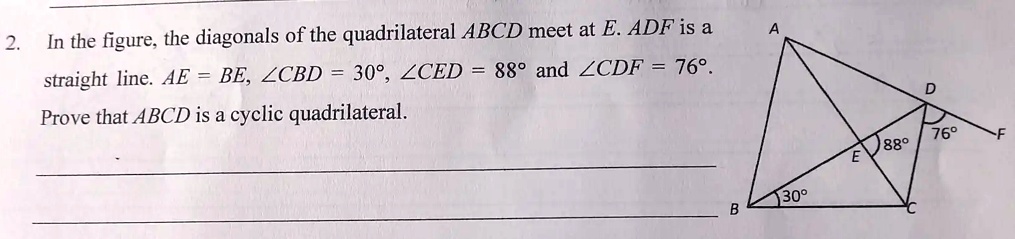 in the figure the diagonals of the quadrilateral abcd meet at e adf is ...