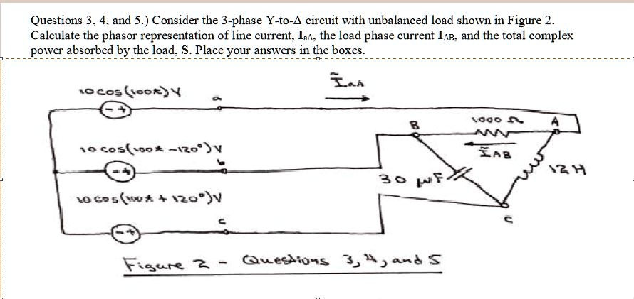 SOLVED: Questions 3, 4, and 5. Consider the 3-phase Y-to- circuit with unbalanced load shown in ...