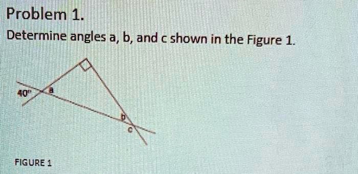 SOLVED: Problem 1. Determine angles a, b, and â‚¬ shown in Figure 1. Figure 1: