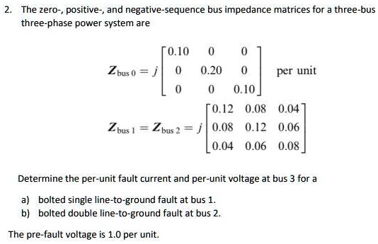 2. The zero-, positive-, and negative-sequence bus impedance matrices for a three-bus three ...