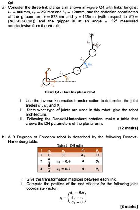 a consider the three link planar arm shown in figure 04 with links ...