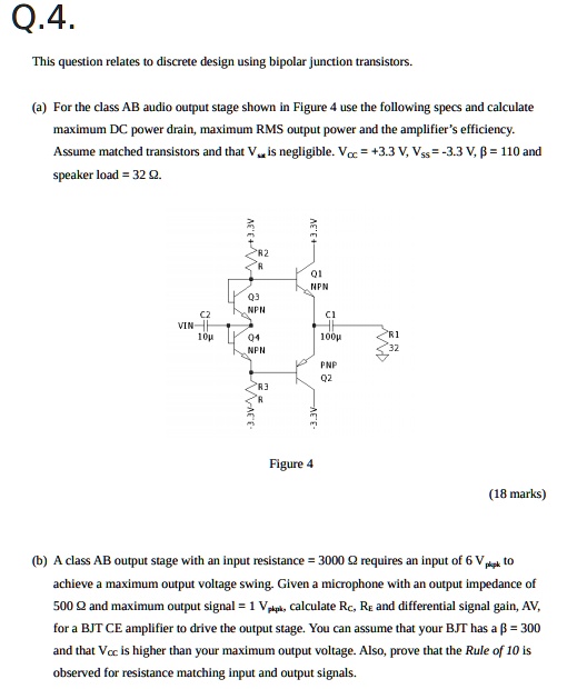 q4 this question relates to discrete design using bipolar junction ...