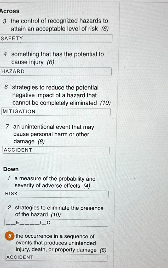 VIDEO solution: Across 3 the control of recognized hazards to attain an ...