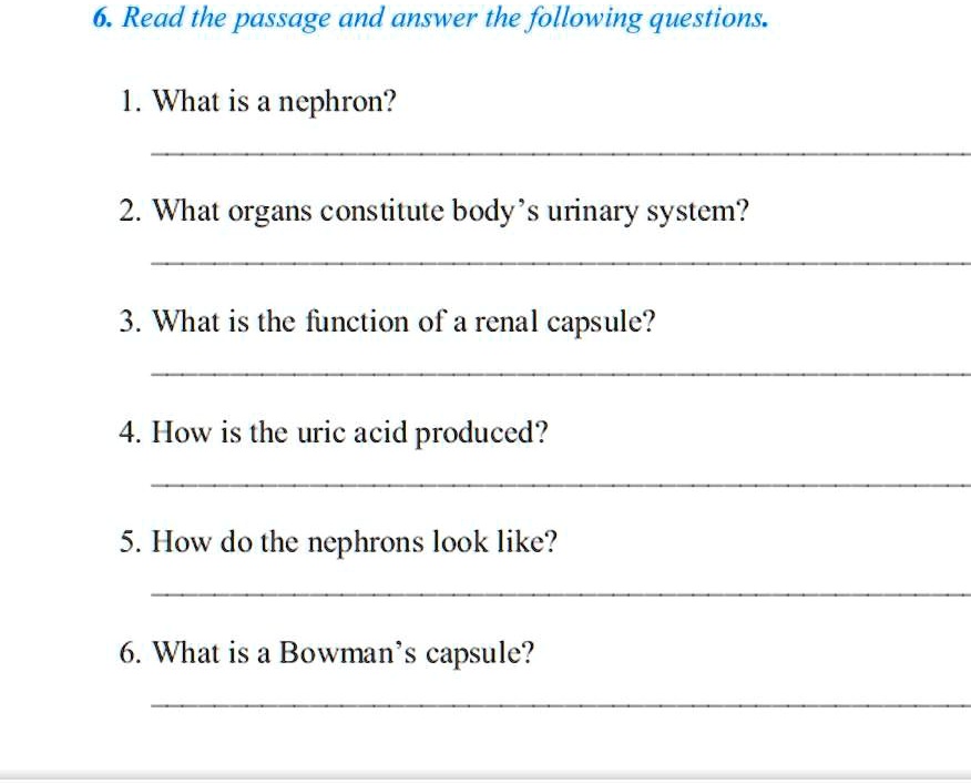 SOLVED: 6. Read the passage and answer the following questions: 1 What ...