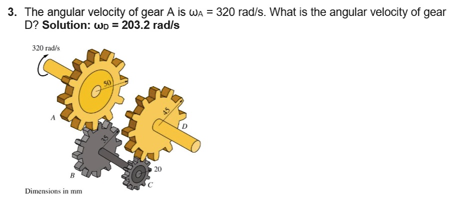 3 the angular velocity of gear a is wa 320 rads what is the angular ...