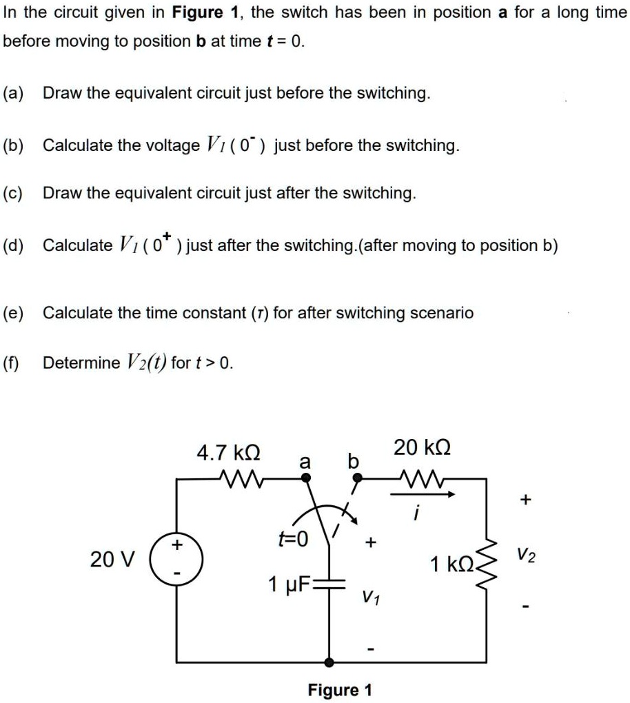 SOLVED: In the circuit given in Figure 1, the switch has been in position a for a long time ...