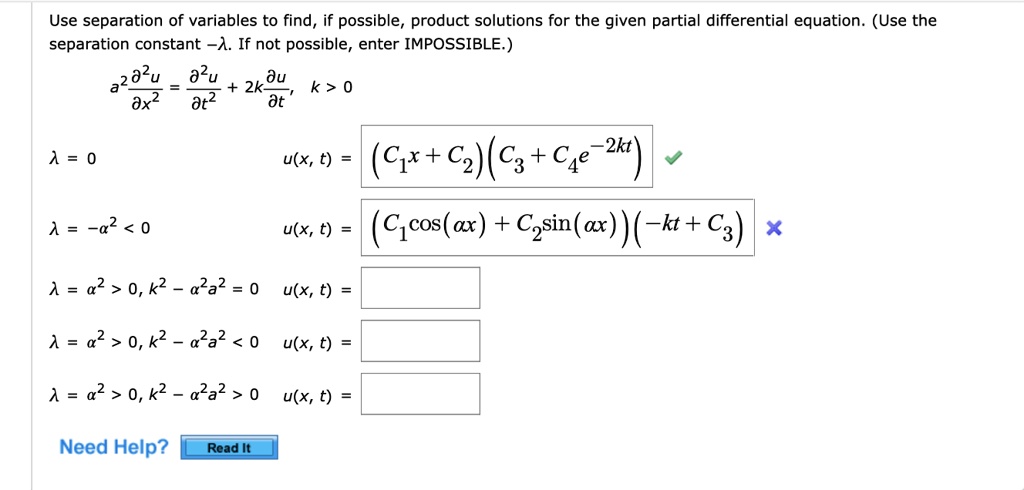use separation of variables to find if possible product solutions for ...