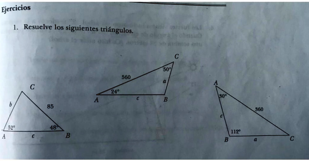SOLVED: Resuelve los siguientes triángulos l ley de senos Resuelve los ... SOLVED: Resuelve los siguientes triángulos l ley de senos Resuelve los ...