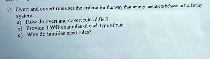 1) Overt and covert rules set the criteria for the way that family ...